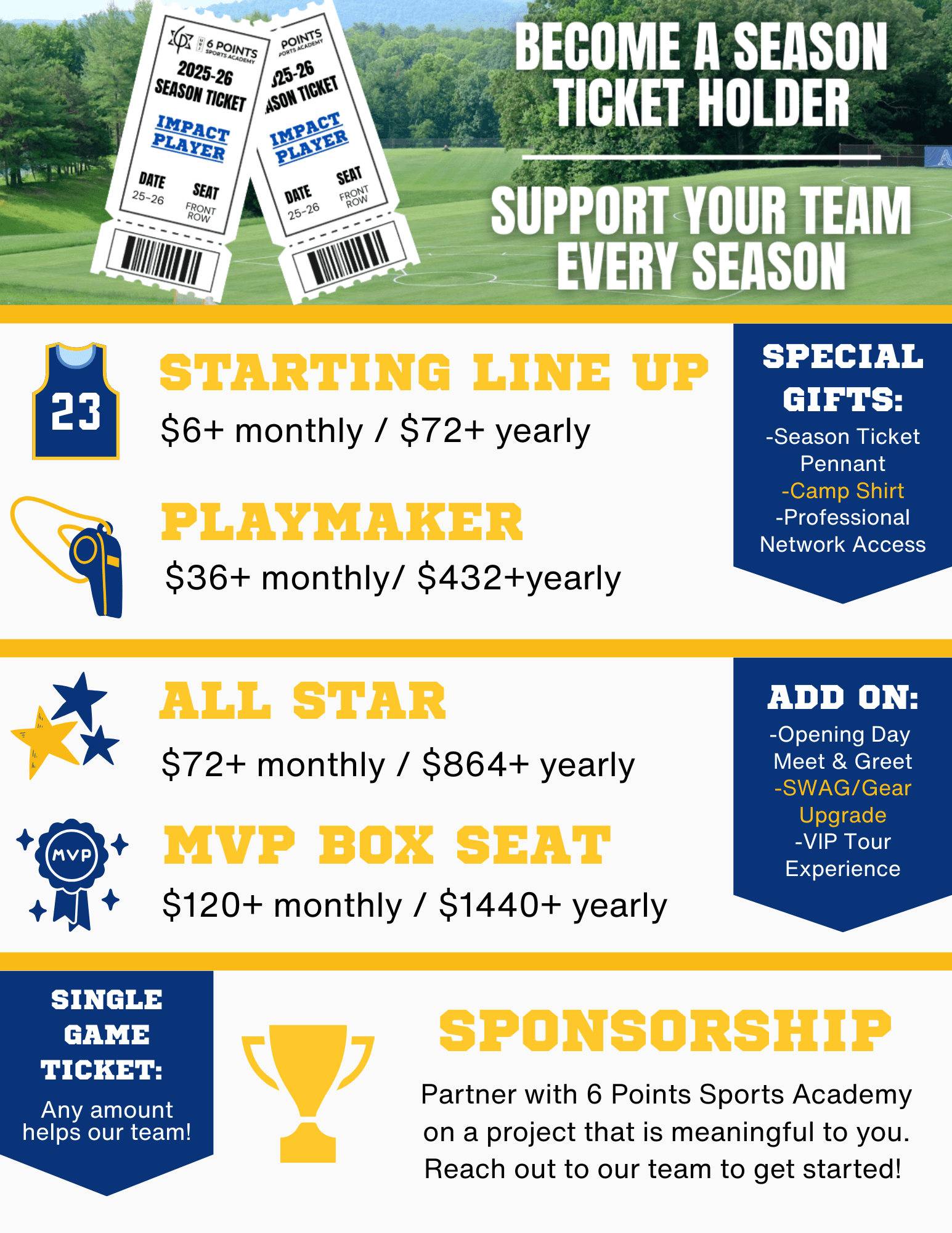 Donate to URJ 6 Points Sports Academy Season Tickets! 2025